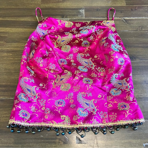 Cache | Tops | Rare Vintage Cache Pink Top Beaded Paisley Open Back Y2k ...